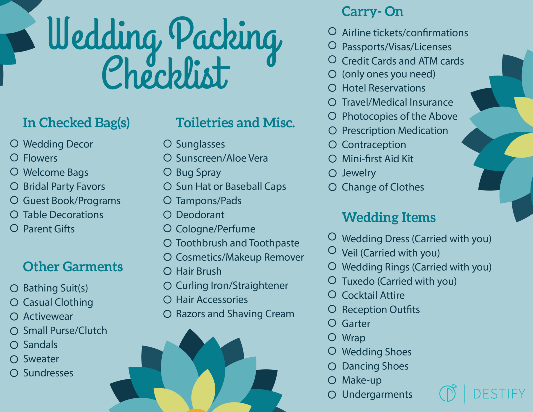 The Ultimate Guide to Destination Wedding Packing Lists | Destify