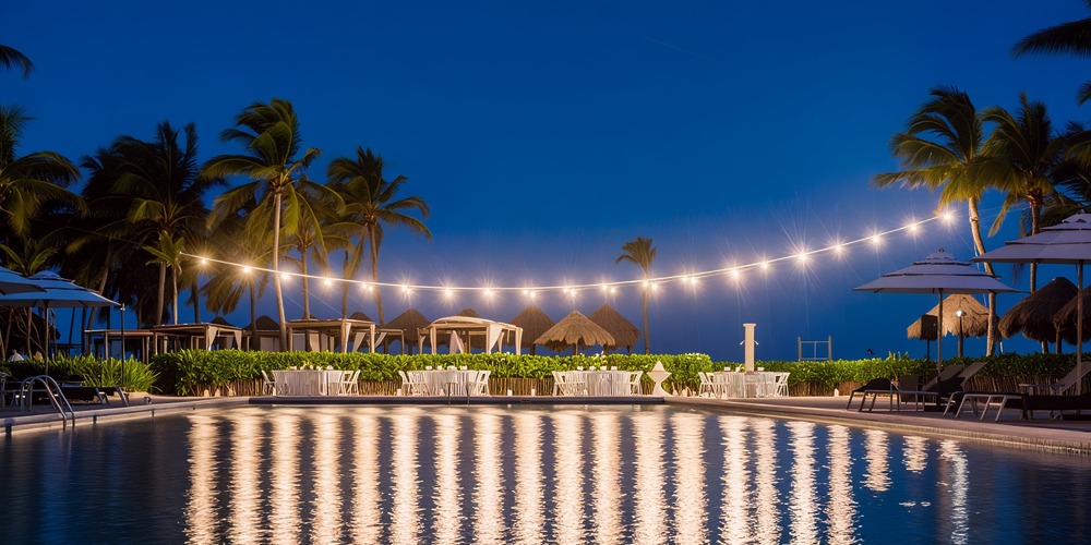 Rectangular Pool Terrace Max wedding venue in Dreams Tulum - Mexico